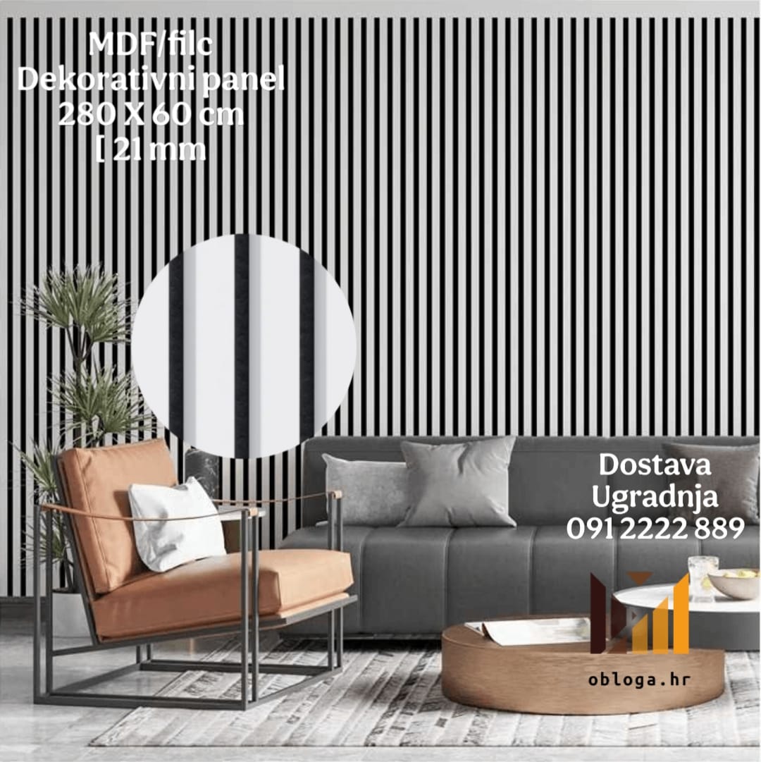 Akustični paneli –Bijeli hrast – 280x60cm | obloga.hr